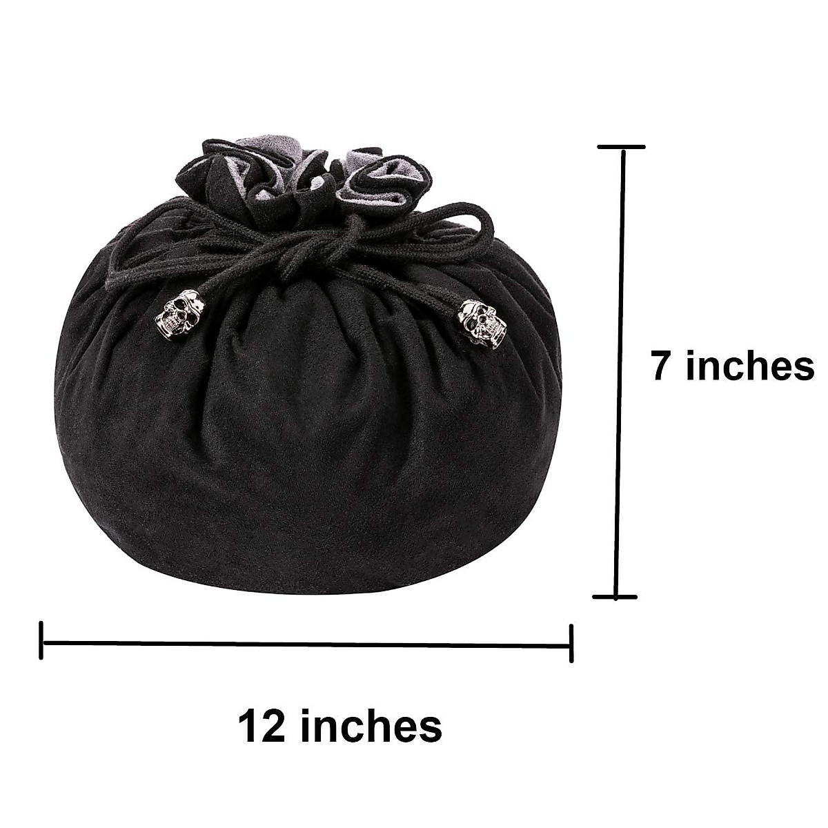 Large DND Dice Drawstring Bags with Pockets Black Storage Bag for RPG MTG Game Dices Capacity Over 300 Dice