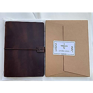 Refillable Leather Travelers Notebook -A5 Travel Journal with Lined Insert, 8.5 x 5.5 Inches, Dark Brown