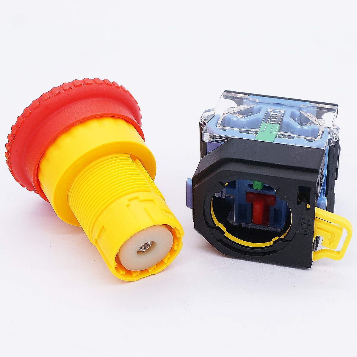 TWTADE/Red Green Momentary Switch, Red Mushroom Emergency Stop Latching Push Button Switch,3 Positions 2NO Latching Select Selector Switch Station Box hz-11ZS-20X-GR
