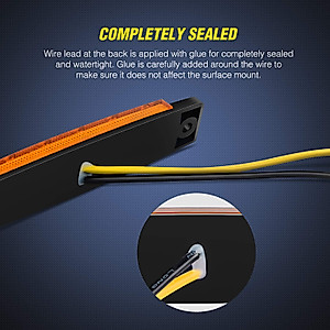 Nilight 10 PCS Amber Red 3.8 Inch 6 LED Side Marker Front Rear Indicator Clearance Lamp for 12V Truck Trailer RV Cab Boat Bus Lorry