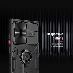 Samsung Galaxy Note 20 Ultra 5G Case with Ring Kickstand and Camera Lens Cover, CamShield Armor Shockproof PC & TPU Bumper Hybrid Protective Cover (Black,Note 20 Ultra/Note 20 Ultra 5G)