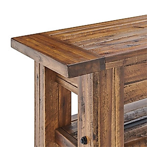 Alaterre Furniture Durango 54-Inch Industrial Wood Console Table with Two Open Shelves for 60-Inch TV, Decorative Industrial Farmhouse Style Design, Solid Wood Tabletop, and Natural Grain Knots
