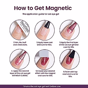 Beetles Cat Eye Gel Nail Polish Set 6 Colors, Glitter Nude Shiny Champagne Burgundy Gold Magnetic Effect Sparkle Stunning Fall Nail Uv Gel Polish Halloween Gifts for Women Girls 2023 Limited Colors