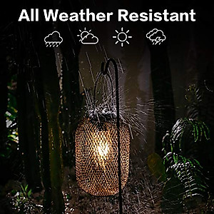 Outdoor Hanging Mesh Metal Lantern, Warm White Bulb Minimalist Design, Outdoor Garden Porch Tabletop Decorative Waterproof Lantern