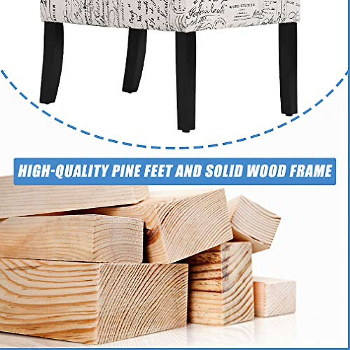 Accent Chair Dining Chairs Armless Chair for Living Room Armless Chair Modern Accent Chair Elegant Design Modern Fabric Living Room Chairs Set of 2 with Solid Wood Legs Home Furniture,White