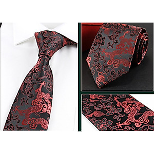 Men's Wide Black Red Ties Paisley Jacquard Woven Daily Dress Meeting Neckties