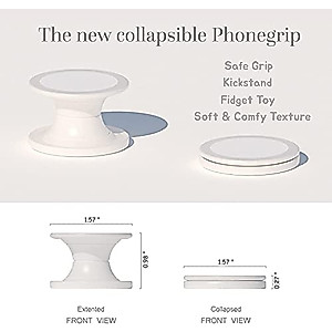 Gladiour Collapsible Grip & Stand for Phones and Tablets （3 Pack ） - White