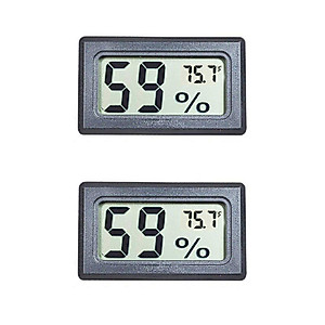 2-Pack Mini Digital Electronic Temperature Humidity Meters Gauge Indoor Thermometer Hygrometer LCD Display Fahrenheit (℉) for Humidors, Greenhouse, Garden, Cellar, Fridge, Closet