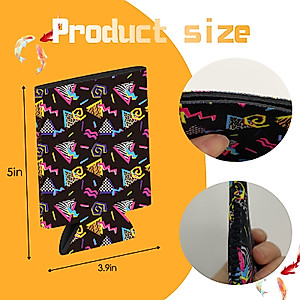 12 Pieces Retro 80s 90s Vintage Beer Can Coolers Sleeves Neoprene Drink Holders Bottle Can Sleeves Retro Party Supplies Memphis Fashion 80s Neon Can Cooler Sleeves 80s 90s Retro Party Supplies
