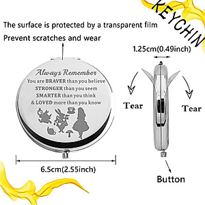 KEYCHIN Princess Pocket Mirror Fairy Tales Gift Always Remember You are Braver Stronger Smarter Than You Think Compact Makeup Mirror for Women Girls Teenagers (A Princess-S)