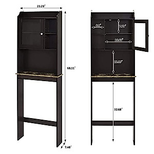 Henf Over The Toilet Storage Bathroom SpaceSaver Bathroom Storage Cabinet with Door and Adjustable Shelf Over Toilet Bathroom Organizer (Espresso)