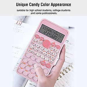 EooCoo 2-Line Standard Scientific Calculator, Portable and Cute School Office Supplies, Suitable for Primary School to College Student Use - Pink