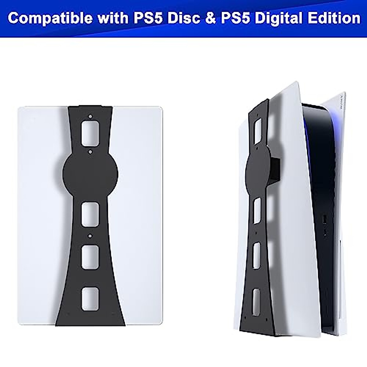 FOROIRON PS5 Holder Wall Mount Stand,Wall Mount for PS5,Mount on Wall Near or Behind TV,Compatible with Playstation 5 (Disc and Digital)