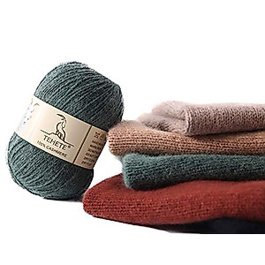 TEHETE 100% Cashmere Yarn for Crocheting 3-Ply Warm Soft Luxurious Fuzzy Knitting Yarn (Grey)