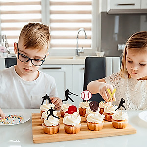 24 PCS Baseball Cupcake Toppers Glitter Baseball Players Sports Theme Cupcake Picks Baseball Sport Theme Baby Shower Kids Birthday Party Cake Decorations Supplies