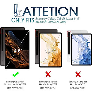 Wineecy Backlit Keyboard Case for Samsung Galaxy Tab S8 Ultra 14.6 Inch 2022(SM-X900/SM-X906), 7 Colors Backlight Detachable Wireless Keyboard & PU Folio Stand Cover Case for Tab S8 Ultra (Black)