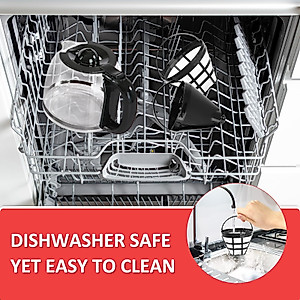 KITCHENTREND 12-Cup Programmable Coffee Maker with Permanent Filter, Removable Water Reservoir Coffee Machine, Drip Coffee Maker, Delay Brew, Timer & Keep Warm, Swing Open Brew Basket, Black