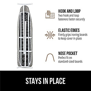 The Original Gorilla Grip Ironing Board Cover, Silicone Coating, Full Size Scorch Resistant Padding, Elastic Edge, Heavy Duty Iron Pad Covers Standard Boards, Hook and Loop Fastener Strap, Silver