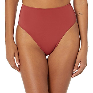 Amazon Essentials Women's High Waist High Leg Bikini Bottom, Brick Red, Medium