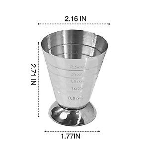 Stainless Steel Measuring Cup, 2.5 oz, 75 ml, Cocktail Jiggers, Pack of 1