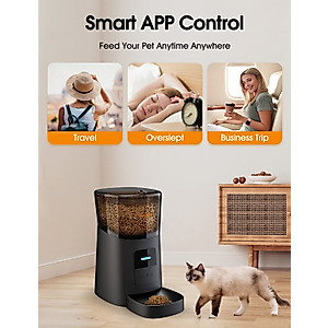 WOPET 6L Automatic Cat Food Dispenser,WiFi Automatic Cat Feeder with APP Control for Remote Feeding,Automatic Dog Feeder with Low Food Sensor and Voice Recorder,Up to 15 Meals per Day