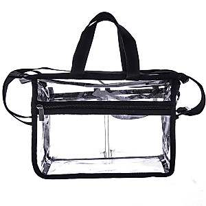 Jula Vance Medium Clear PVC Makeup Artist Set Bag Transparent Cosmetic Storage Bag Travel Make up Kits Organizer MUA Bag Stadium Approved Clear Tote Bag with Removable Shoulder Strap
