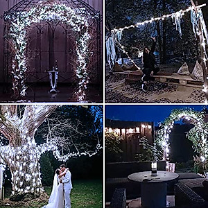 POTIVE Upgraded 4Pack Solar Fairy Lights, 132ft 400LED Total Solar Twinkle Lights Outdoor Waterproof, 8 Modes Solar Powered String Lights for Christmas Tree Garden Patio(White)