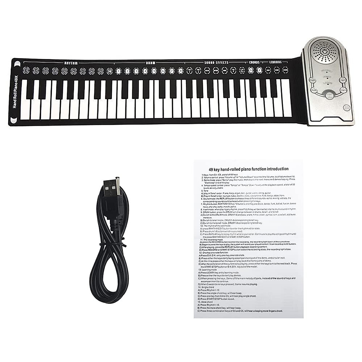 Roll Up Piano,49 Keys Electric Piano Keyboard,Portable Keyboard Piano,Keyboard Piano for Beginners(Silver)