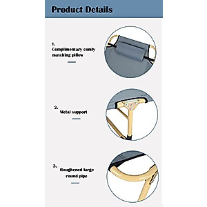 YourGrace Outdoor Folding Chaise Lounge Chair, Lightweight Camping Reclining Chair with Pillow, Cot, Adjustable Sunbathing Recliner for Patio, Beach, Deck, Tanning, L67.72 W21.65 H10.63