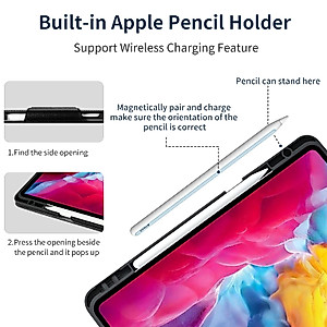 Gexmil Genuine Leather Case for iPad Air 11 Inch M2 2024,iPad Air 10.9 Inch Case 5th/4th Generation 2022/2020 Smart Cowhide Folio Cover with Pencil Holder,Auto Sleep/Wake Anti Slip,Sand Dark Brown