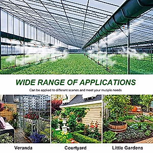 AUMIO Drip Irrigation Kit 115FT Garden Irrigation System 1/4" 1/2” Blank Distribution Tubing Watering System Adjustable Nozzle Automatic Irrigation Equipment for Greenhouse, Flower Bed, Patio, Lawn