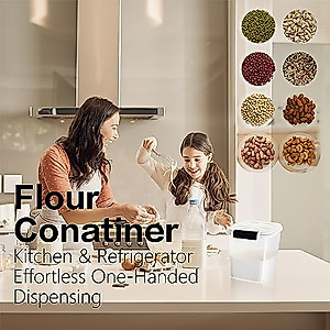 LivLab 10LBS Flour Container - Rice Dispenser 10LBS/5KG/5Qt Food Cereal Container Bins with Measuring Cup for Household Pantry Organization (10 LBS)
