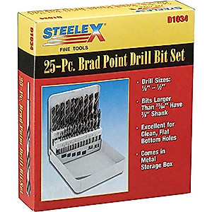 Steelex D1034 Deluxe Brad Point Bit Set, 25-Piece