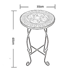 XIAOLIN Mosaic Table Outdoor Balcony Patio Furniture，Garden Side Table, Round Plant Table - Easy to Assemble(Color:02)
