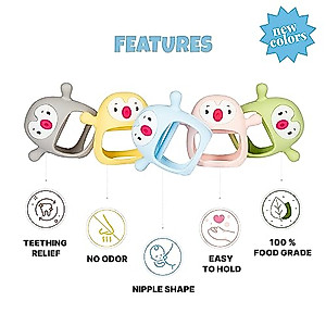 Kiddie Dream Penguin Soothing Baby Teething Toy, Teething Toys for Babies 0-6 Months, Baby Toys 0-3 Months, Newborn Toys, Baby Teether, Baby Must Haves, Durable and Non-droppable (Light Blue)