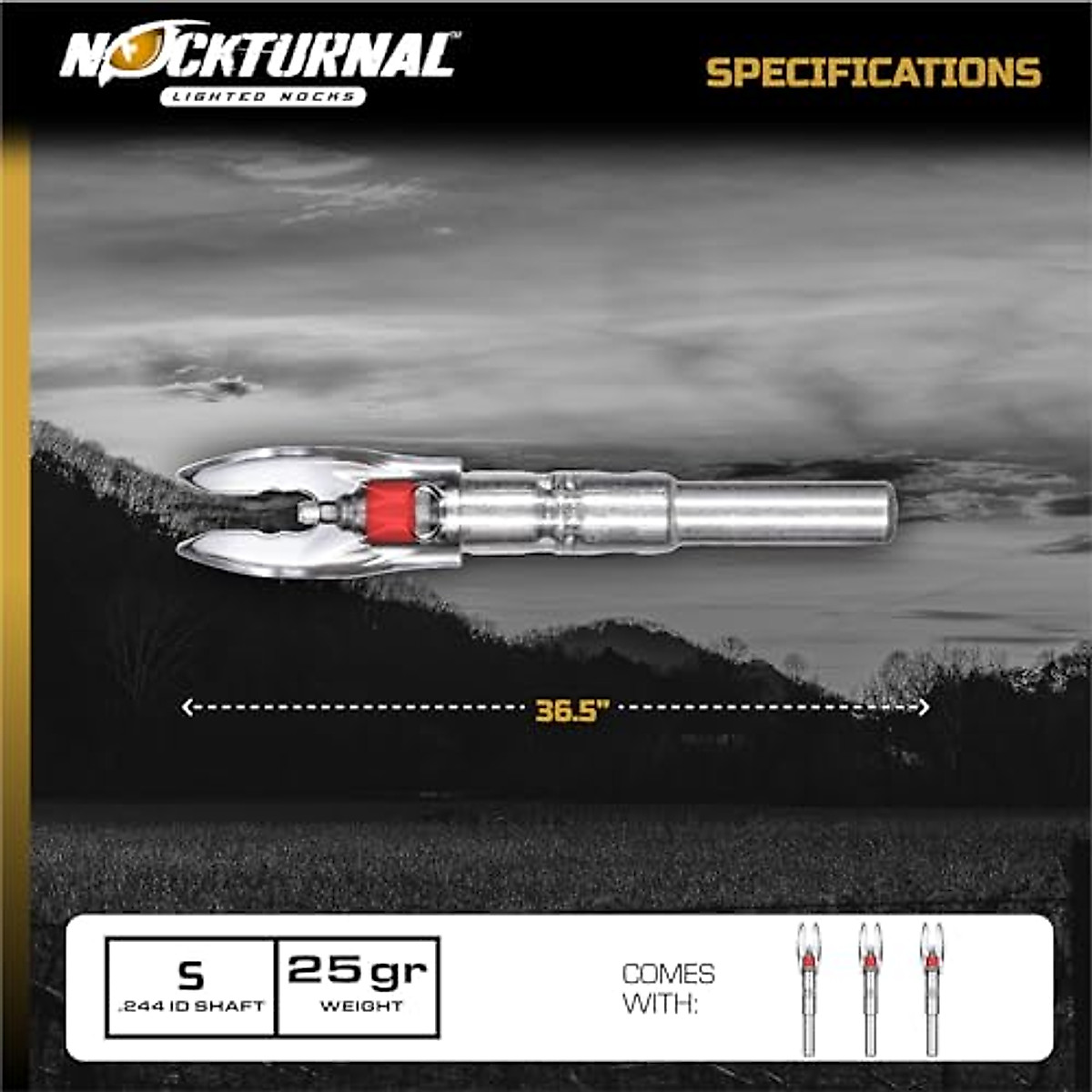 Nockturnal NT-202 -S Lighted Nock for Arrows with .244 Inside Diameter Including Carbon Tech, Victory, Carbon Impact, Carbon Revolution, Easton, Beman and PSE Brands - RED 3-Pack