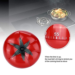 Tomato Shaped Mechanical 60 Minutes Countdown Timer Kitchen Cooking & Baking Helper Count Up Down Magnetic Timer Clock with Alarm Fast Setting(6.3x4.5cm)