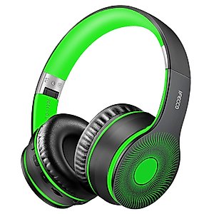 IFECCO Wireless Bluetooth Headphones Over Ear with Build-in Microphone and 3.5mm Cable for Wired Headset Mode with Comfortable Soft Earpads Long Battery Life HD Stereo Sound (Green)