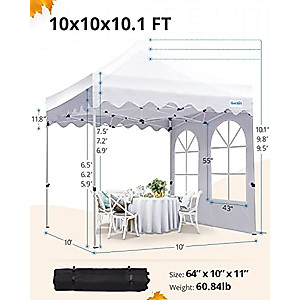 Quictent Ez up 10'x10' Pop up Canopy Tent with Sidewalls Commercial Party Wedding Event Gazebo Tent Waterproof, Full Truss Structure, 4 Sidewalls with 4 Entrances & Large Clear Church Windows (White)
