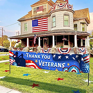 Veterans Day Banner Veterans Day Decorations Outdoor, Thank You Veterans Banner, Veterans Day Yard Sign, American Flag Patriotic Soldier Outdoor Veterans Day Banner