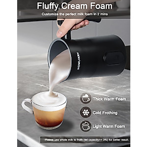 Electric Milk Frother, 4 in 1 Milk Frother and Steamer, 11.8oz/350ml Automatic Warm and Cold Foam Maker, Auto Shut-Off, Coffee Frother for Coffee, Latte, Cappuccino, Macchiato, Hot Chocolate(Black)
