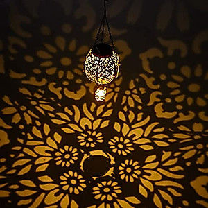 Hot Air Balloon Solar Lantern - Solar Pathway Lights Outdoor Waterproof Shepherd Hook with Hanging Decorative Metal LED Lantern Solar Lights for Garden Patio Pathway Yard Porch Decor