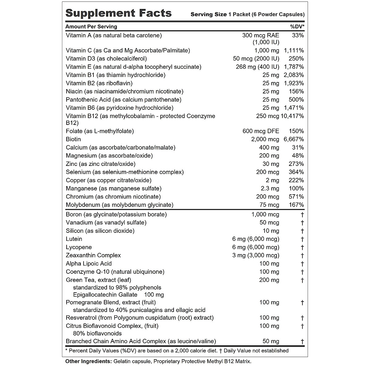ANDREW LESSMAN Multivitamin - Women's Elite-100 120 Packets – 40+ Potent Nutrients Plus 100mg Each Coenzyme Q10, Alpha Lipoic Acid, Resveratrol, EGCG, Pomegranate, Citrus Bioflavonoids. No Additives