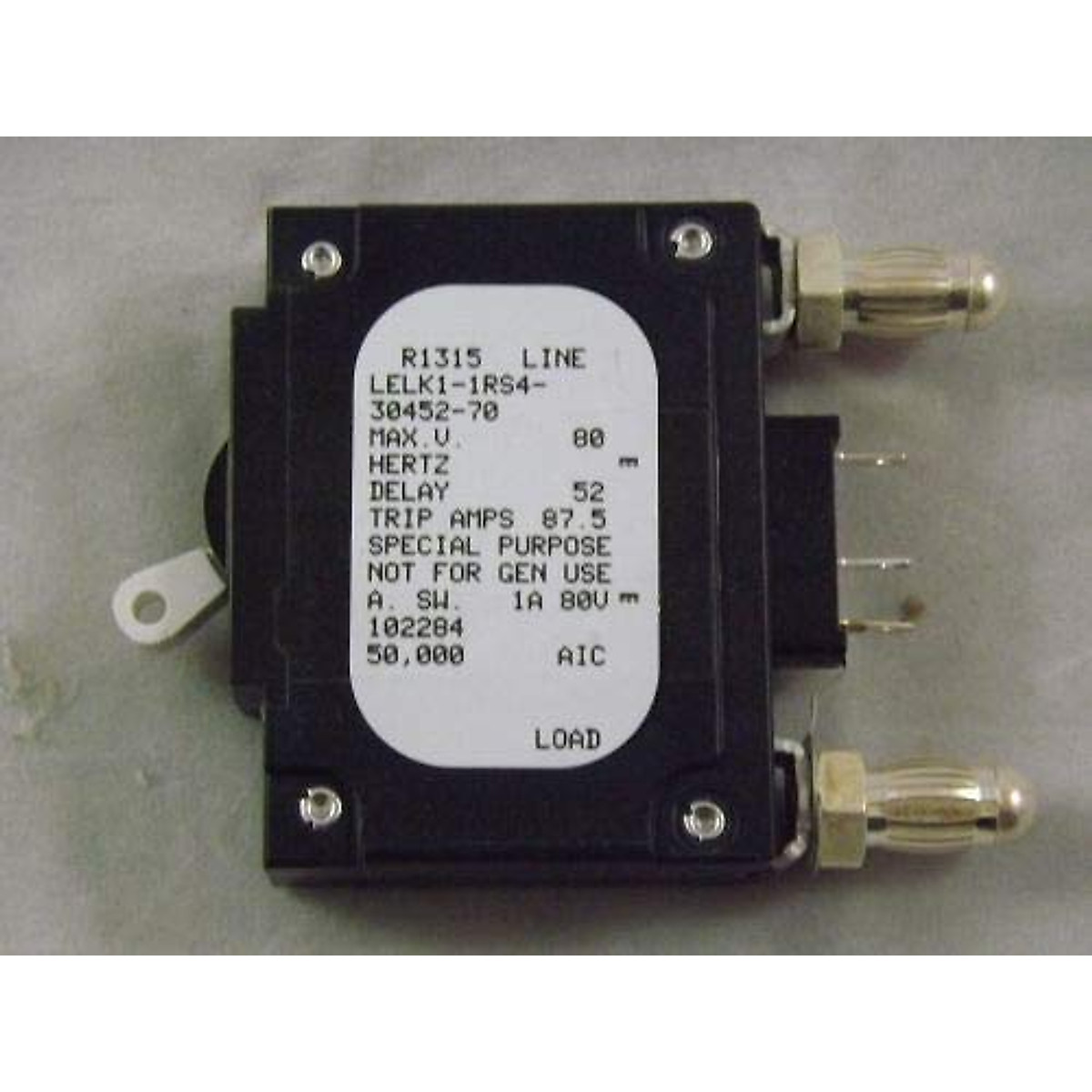 Airpax 102284 / LELK1-1RS4-30452-70 Circuit Breaker 70 Amp Bullet Style White Handle 3 Pin w/Strap