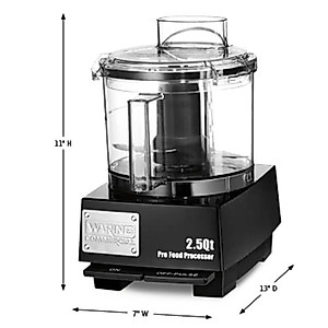 Waring Commercial WFP11SW LiquiLoc Space-Saving Batch Bowl Food Processor with LiquiLock Seal System, 2-1/2-Quart, Clear