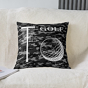 Golf Themed Throw Pillow Covers 18x18 Inch Set of 2 Black Gray Camo Modern Simple Style Cushion Covers for Kids Teens Adults Extreme Sports Competition Style Cushion Cases for Couch Party Office