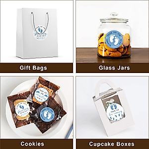 80 Thank You Baby Shower Stickers, Thank You Stickers Baby Shower Boy, Blue Feet Baby Shower Stickers, Footprint Theme Baby Shower Favor Thank You Labels(2 Inch)