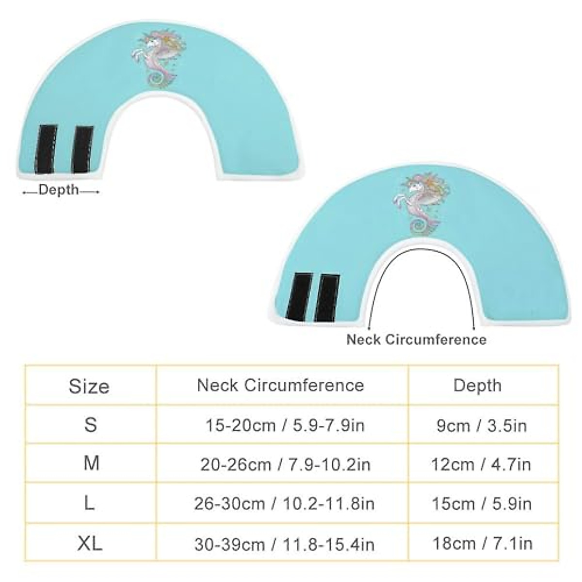 Seahorse Unicorn Fantasy Comfortable Dog Cone Cat Collar Adjustable Prevent from Licking Wounds M