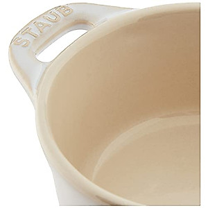 STAUB Ceramics Mini Round Cocotte Set, 3-piece, Rustic Ivory