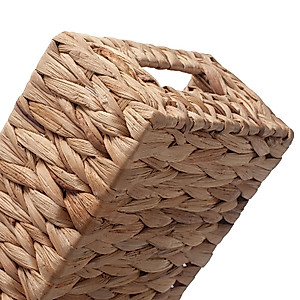 Toilet Paper Basket for Back of Toilet Water Hyacinth Long Narrow Wicker Bathroom Storage Basket with Built-in Handles 14.2 x 6.5 x 3.7 inch